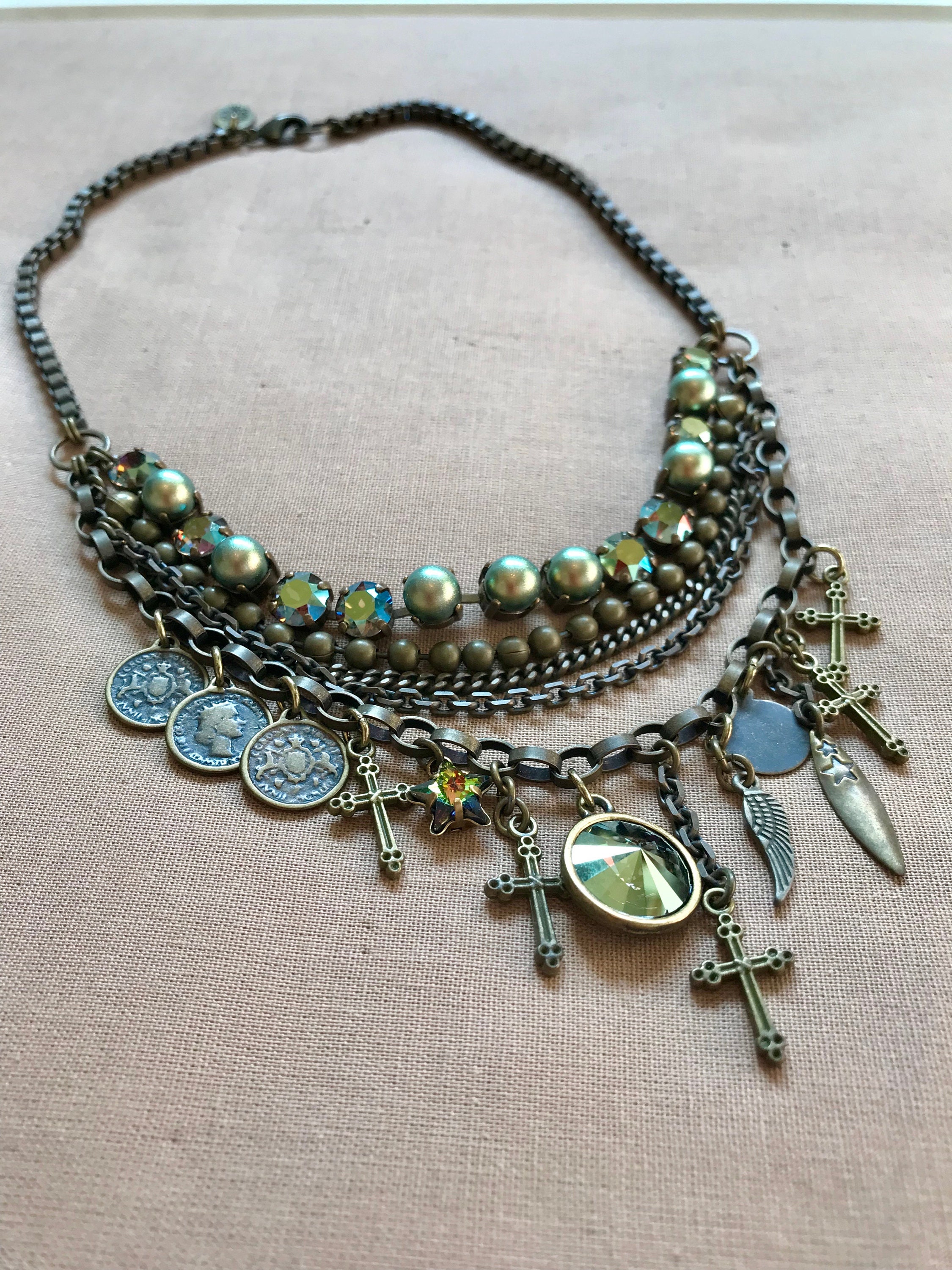 Collier Athéna en bronze et cristal de Swarovski - Etsy 日本