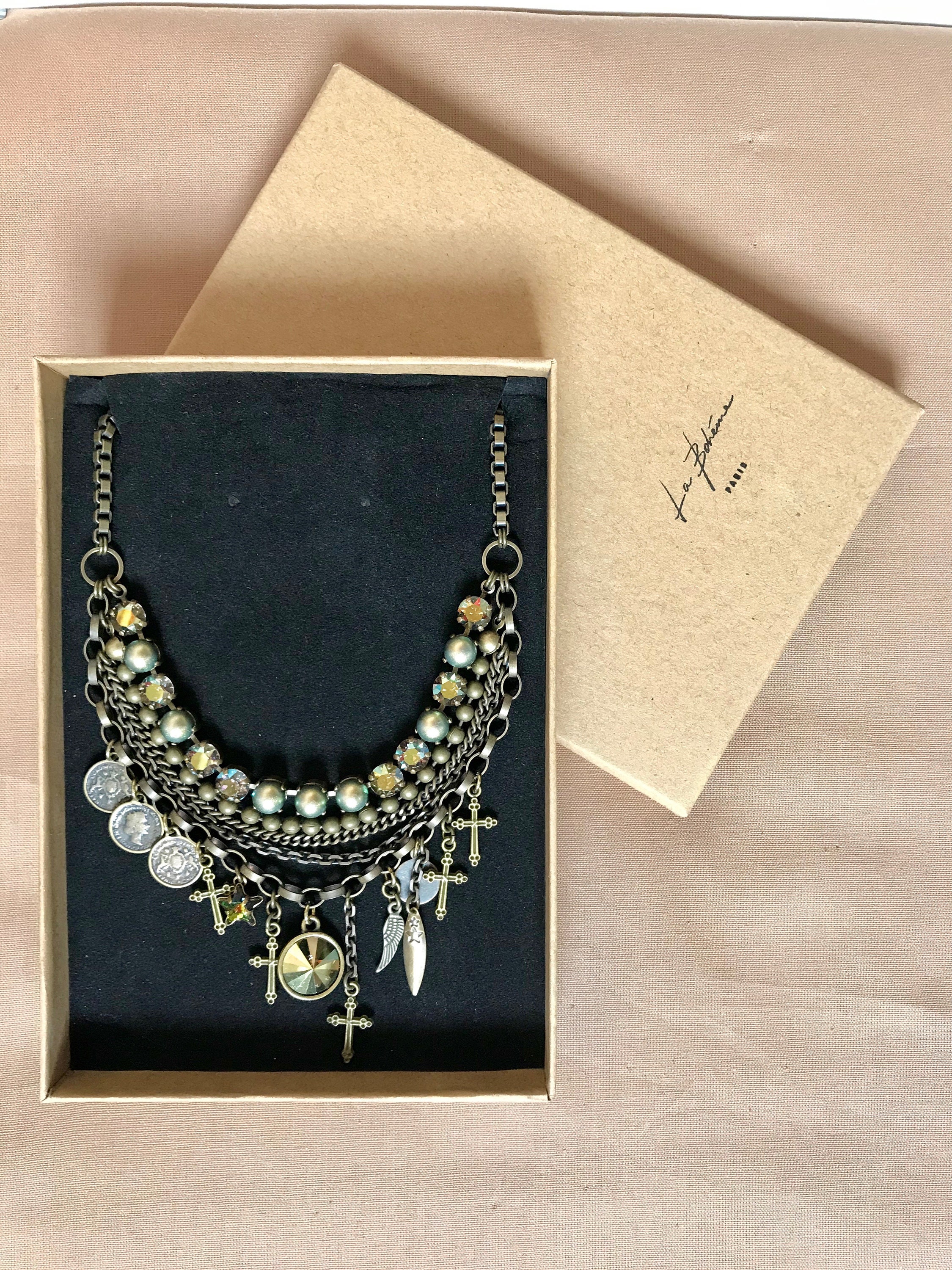 Collier Athéna en bronze et cristal de Swarovski - Etsy 日本