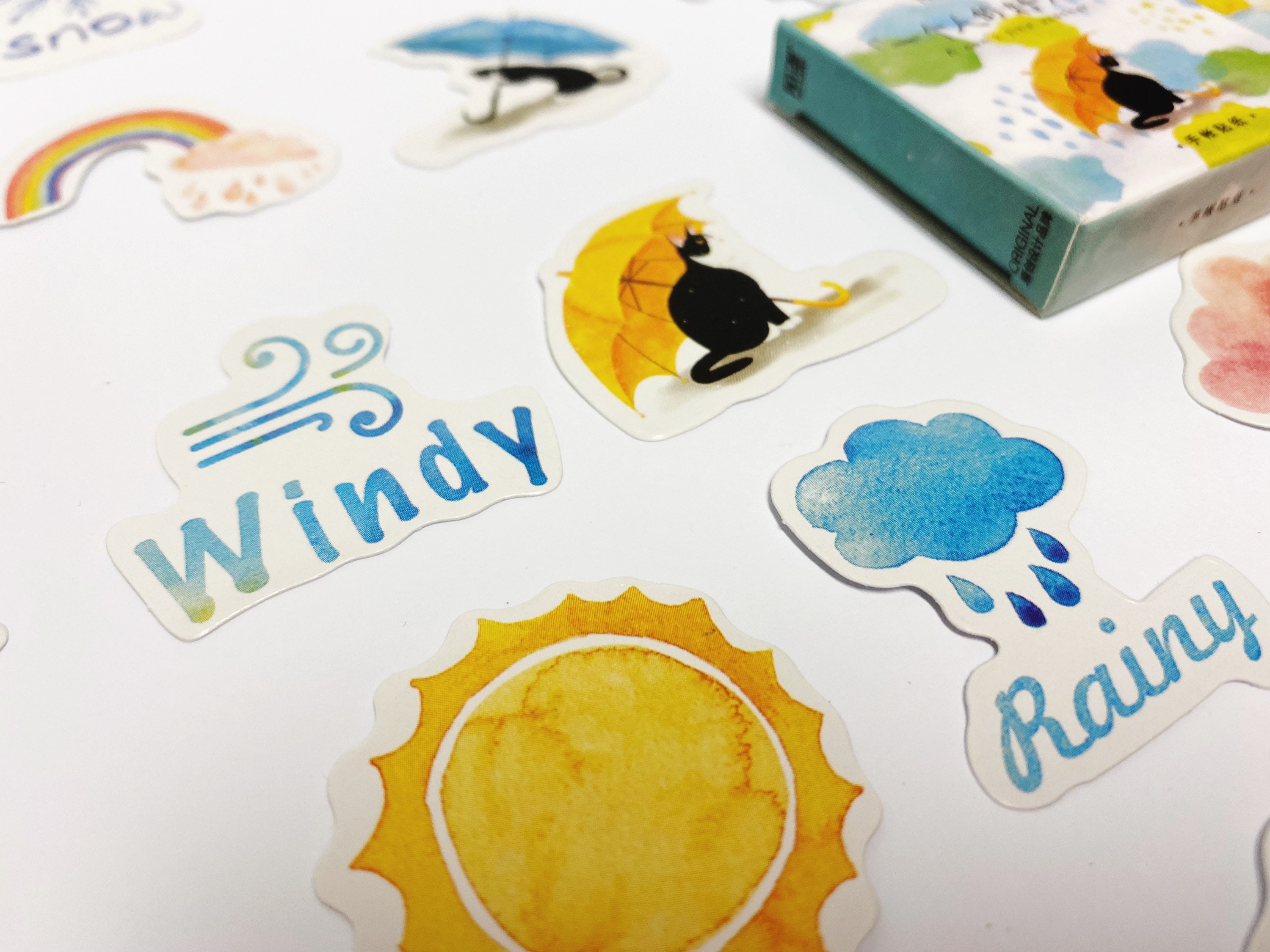 Weather Stickers Clouds Stickers Cat Stickers Rainbow - Etsy