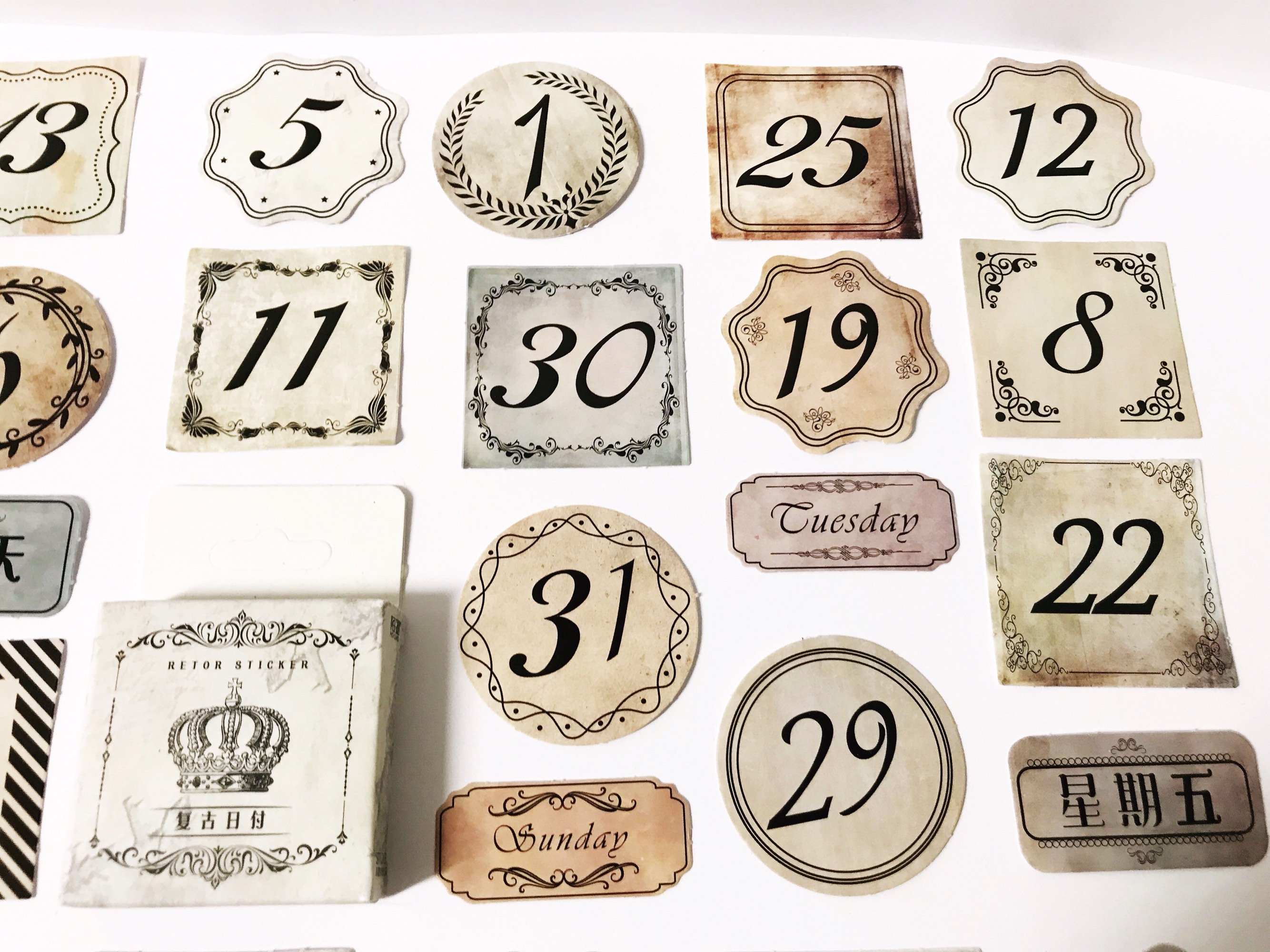 Calendar Stickers Vintage Stickers Date Sticker Number | Etsy