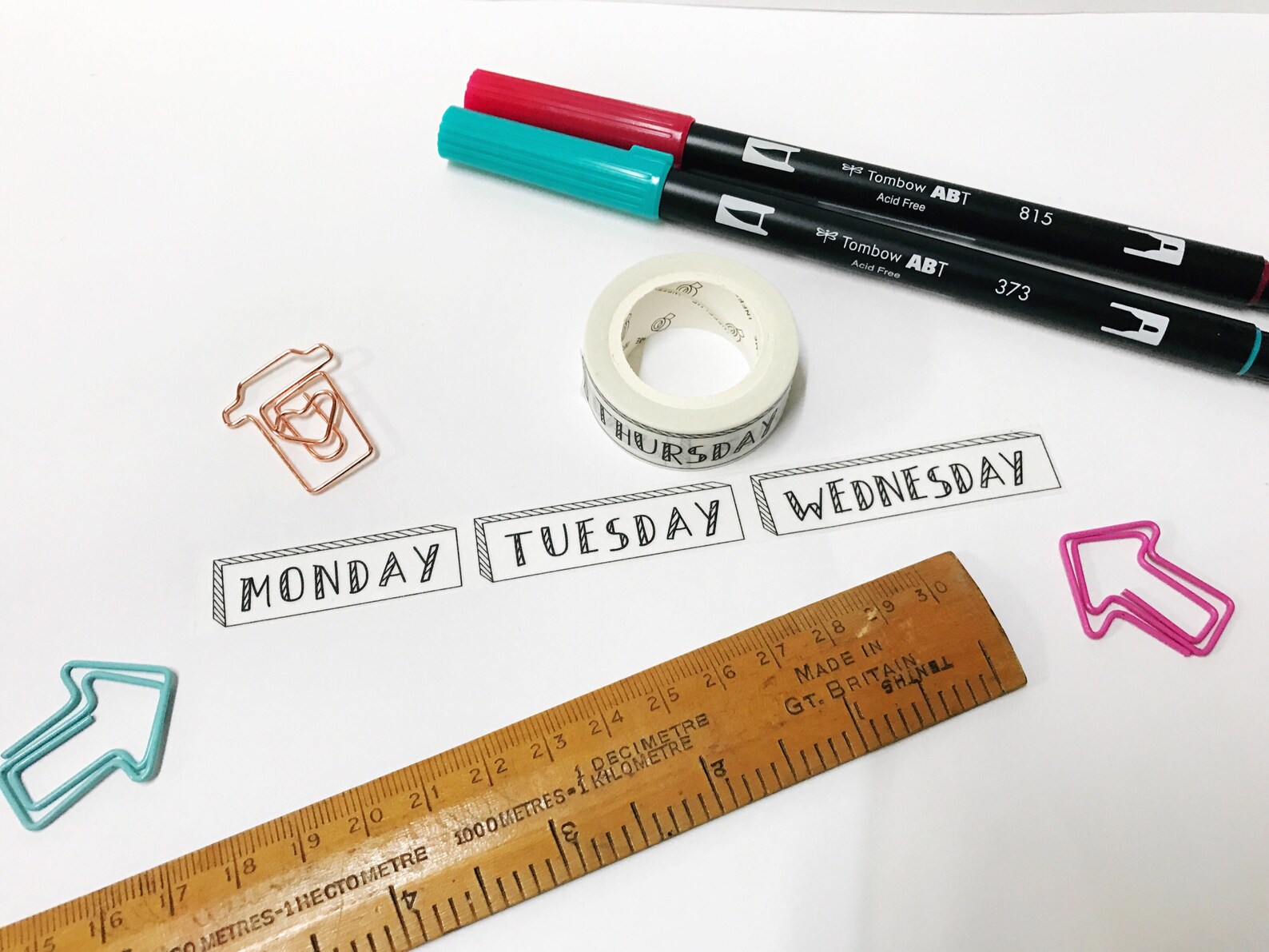 Days of the Week Washi Tape Weekly Planner 15mm Washi Tape - Etsy