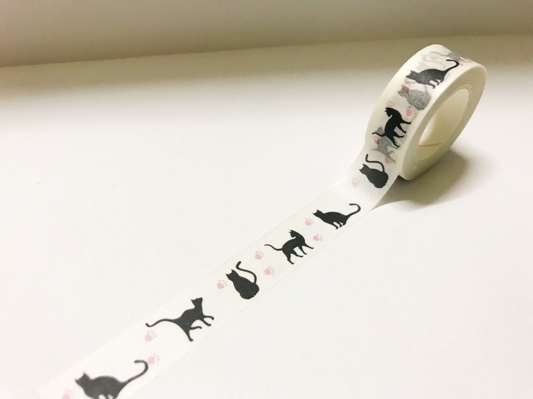 Black Cat Washi Tape, Cat Washi Tape, Paw Print Washi, Cat Lover ...