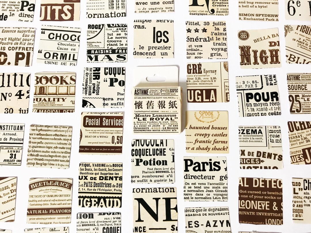 Vintage Newspaper Ephemera Stickers: Scrapbook Planner Stickers - Etsy