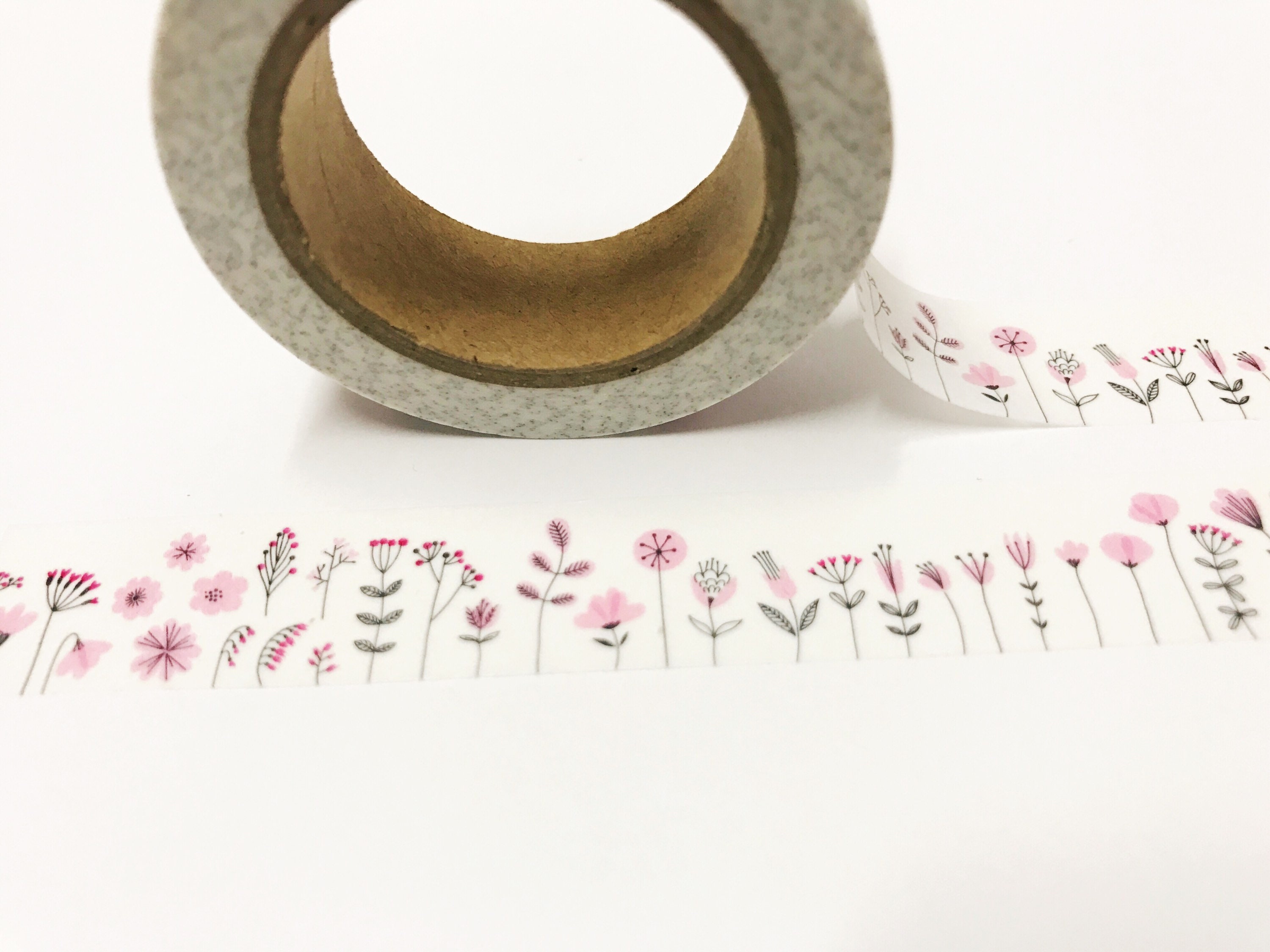 Pink Flower Washi Tape 15mm Washi Floral Washi Tape Floral | Etsy