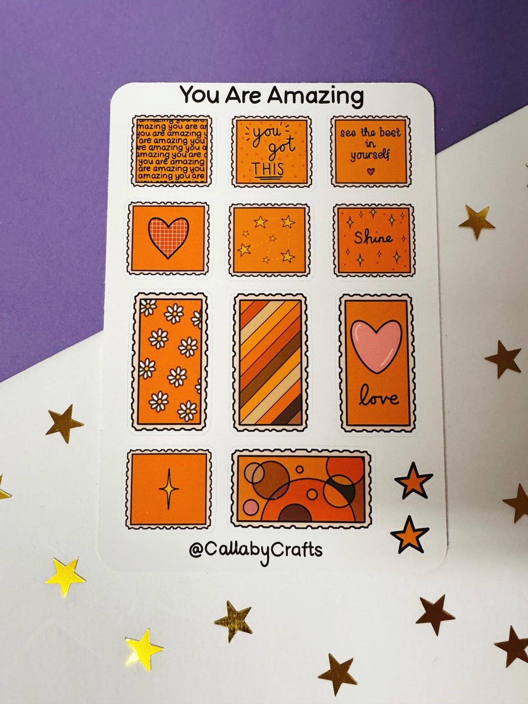 You Are Amazing Orange Stamp Sticker Sheet, Stamp Style Sticker Sheet ...