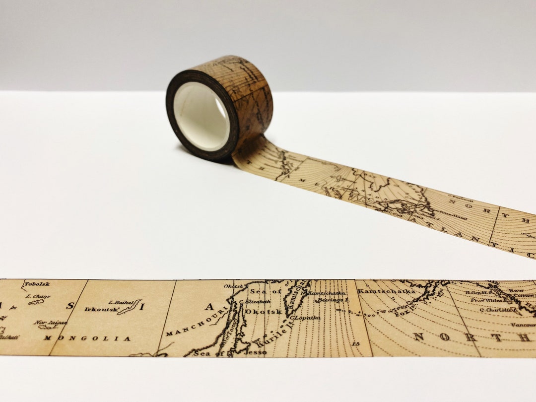 Wide Vintage Map Washi Tape, Treasure Map Washi Tape, Travelling Washi ...