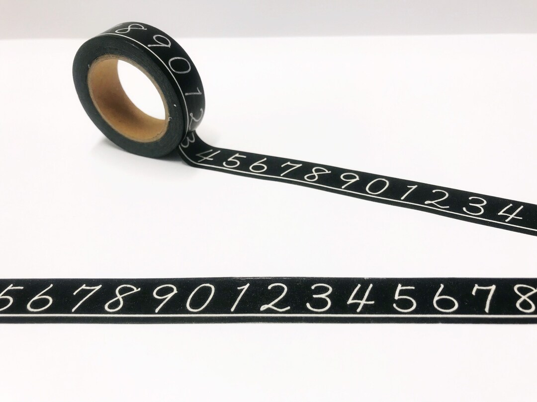 Numbers Washi Tape: 15mm Black and White Planner Accessory - Etsy