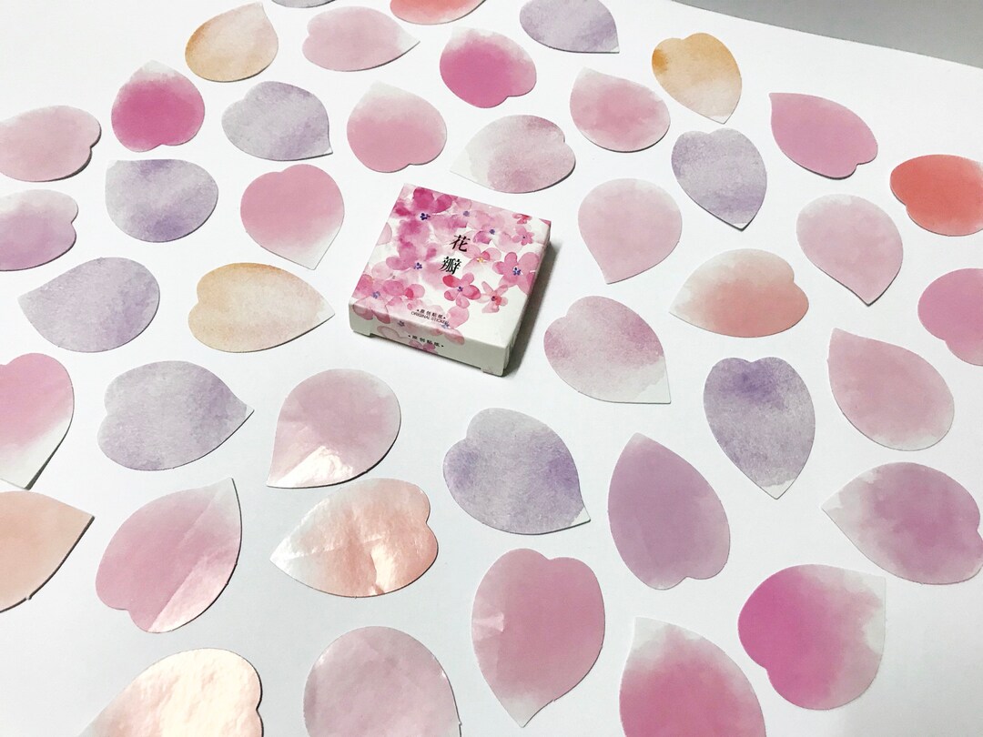Petal Stickers, Floral Sticker, Kawaii Stickers, Pink Petal Sticker Set ...