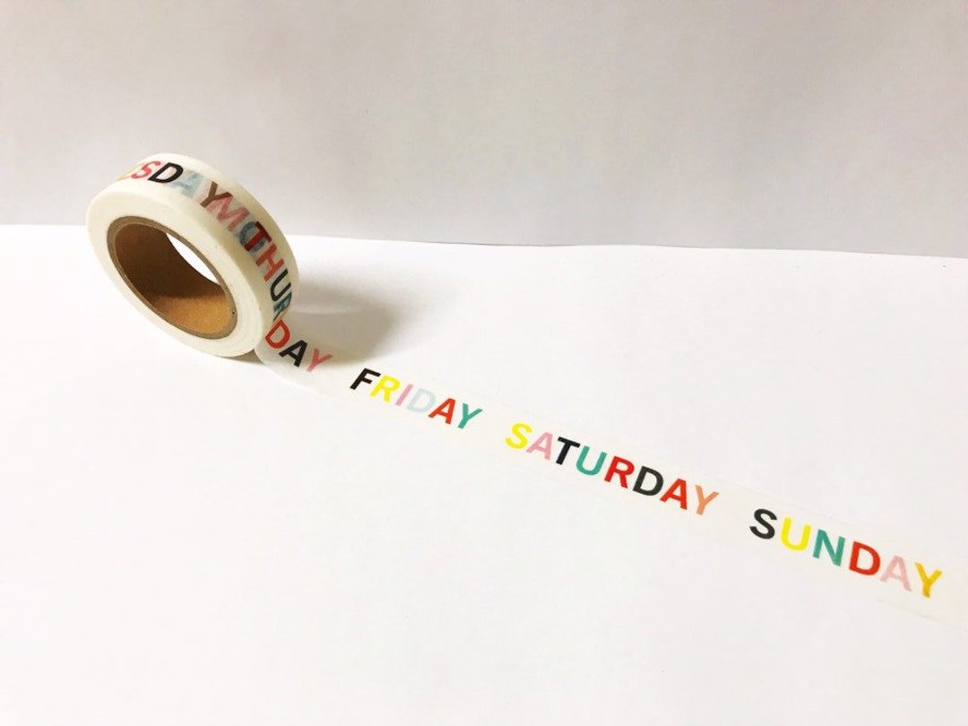 Days of the Week Washi Tape, Weekly Planner, 15mm Washi Tape, Washi ...