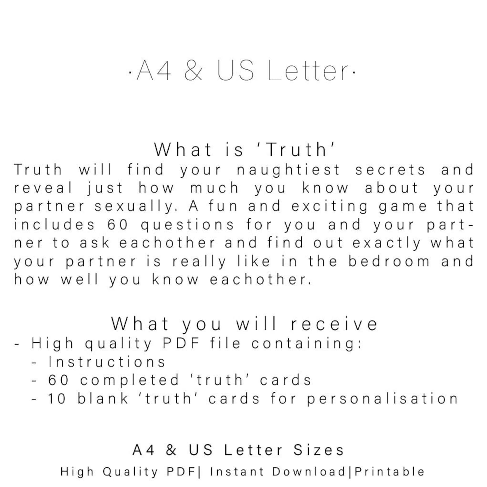 Naughty Sex Questions Cards Truth Instant Download Valentines T T