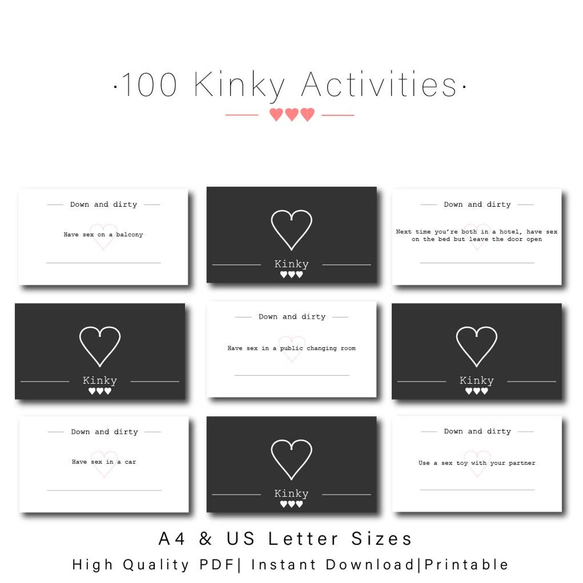 100 Kinky Activities | Kinky Cards | Instant Digital Download ...
