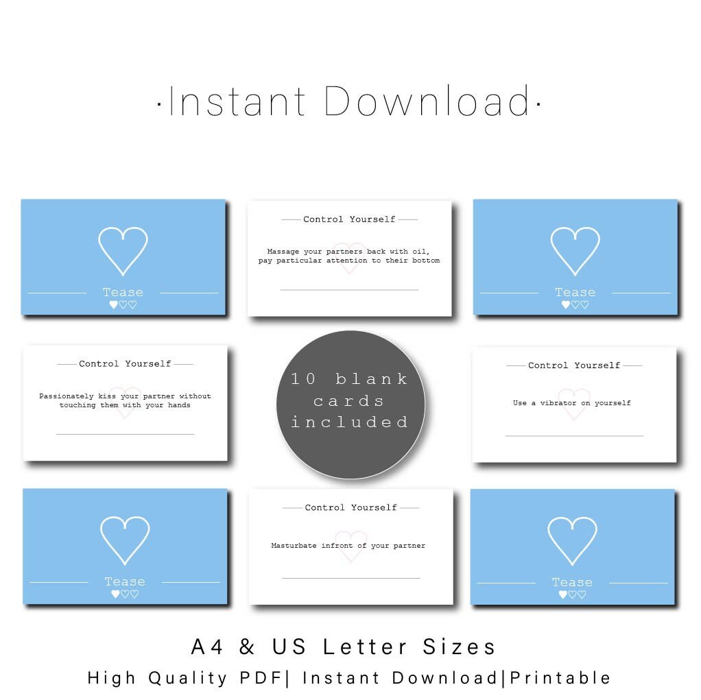 Teasing Sex Activity Cards Instant Download Valentines T Printable T For