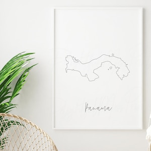 Panama Map Line Art Digital Printable, Instant Download Print, Panama ...