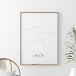 Moncton, New Brunswick Map Line Art Digital Printable, Instant Download ...