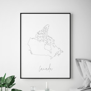 Canada Map Line Art Digital Printable, Instant Download Print, Canada ...