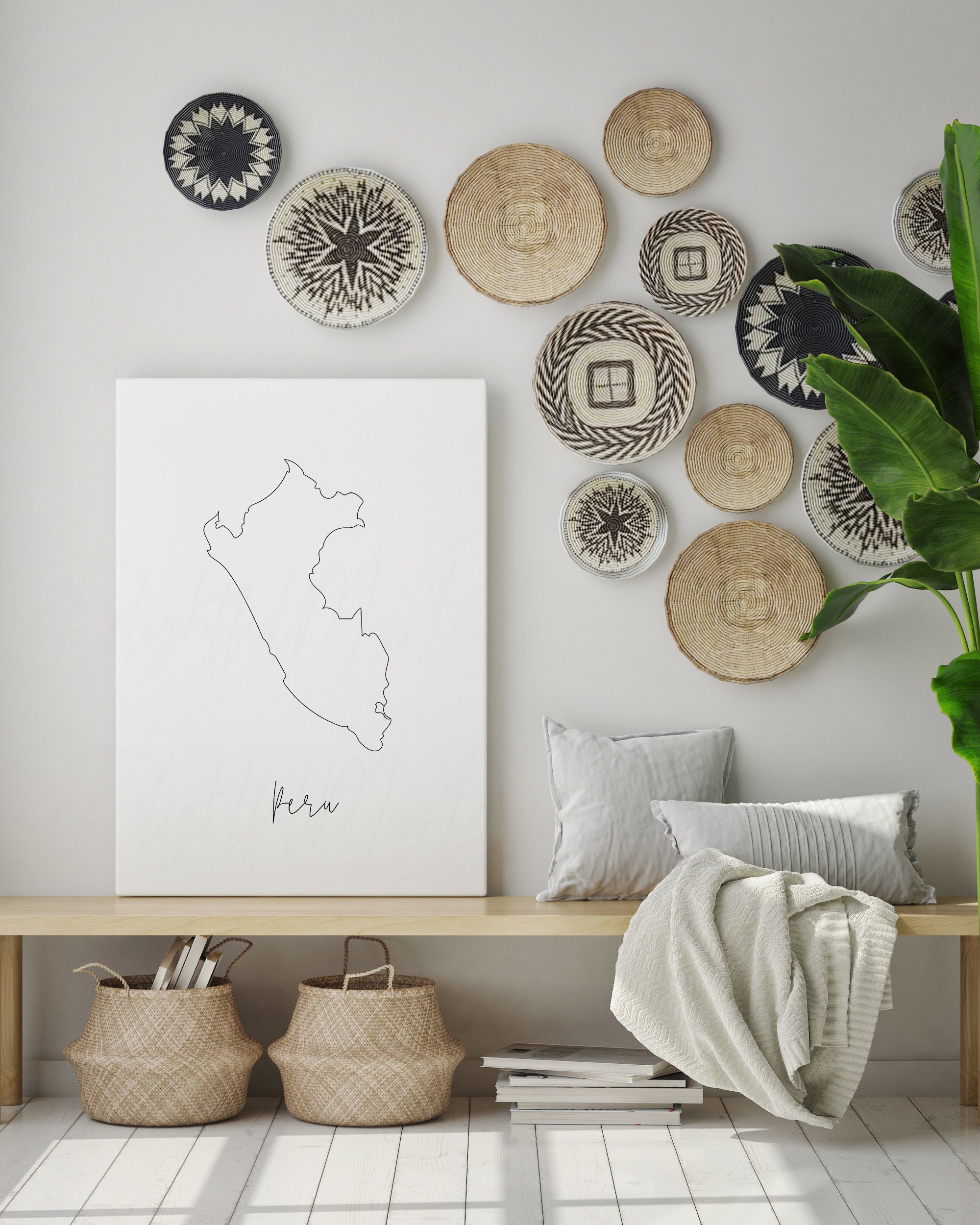 Peru Map Line Art Digital Printable, Instant Download Print, Peru Wall ...