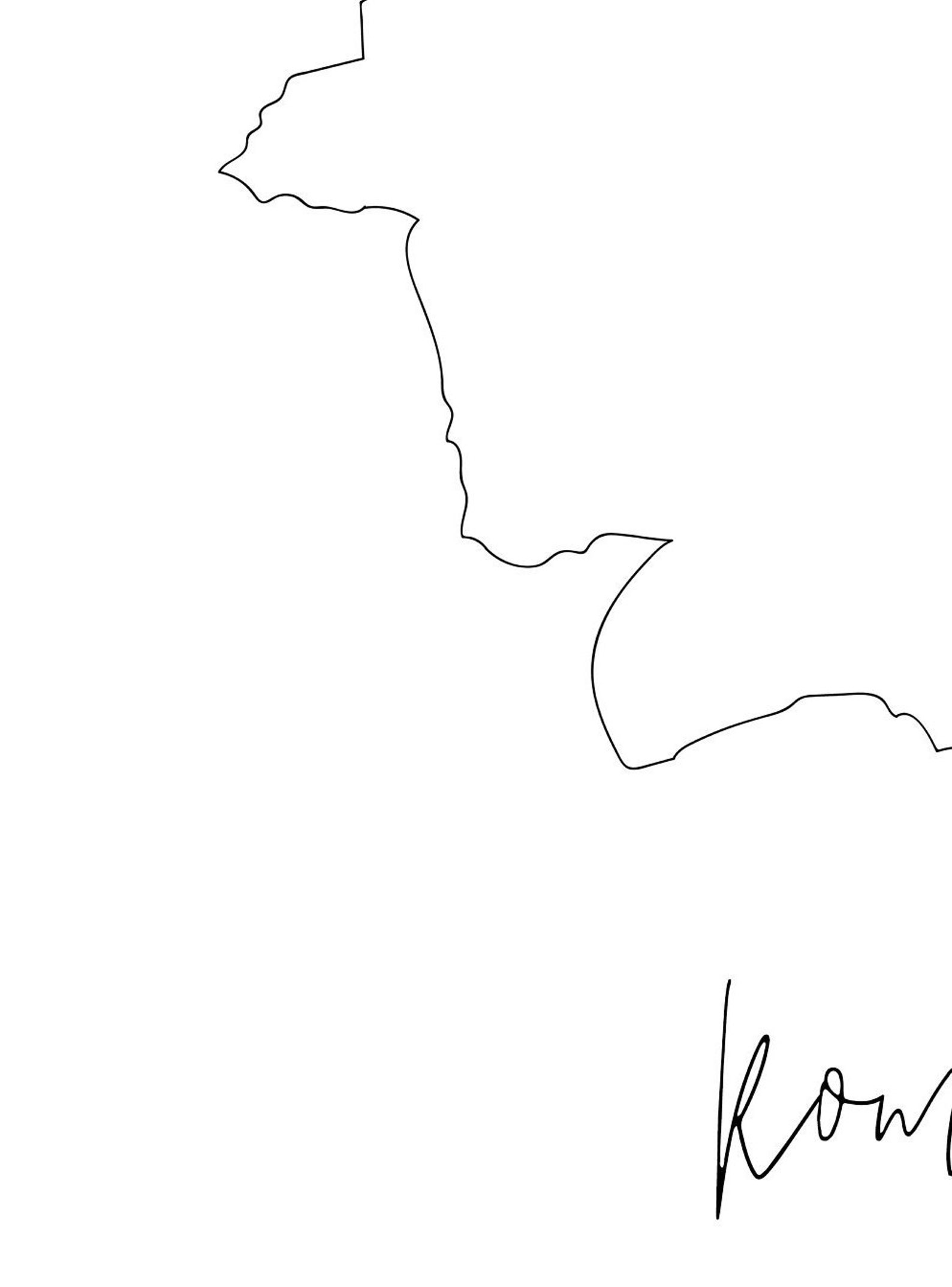 Rome, Italy Map Line Art Digital Printable, Instant Download Print ...