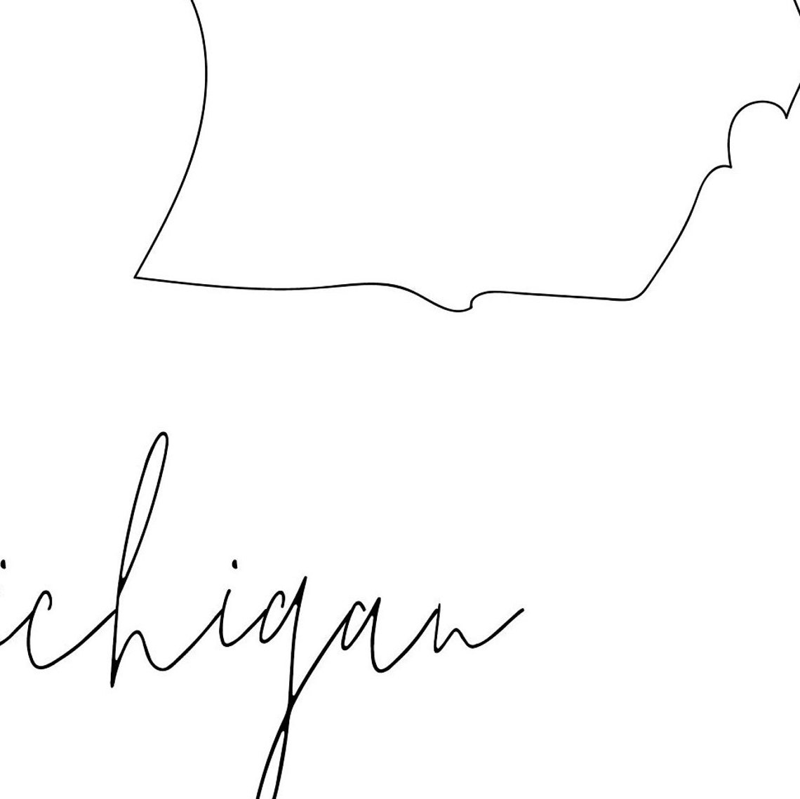 Michigan State Map Line Art Digital Printable, Instant Download Print ...