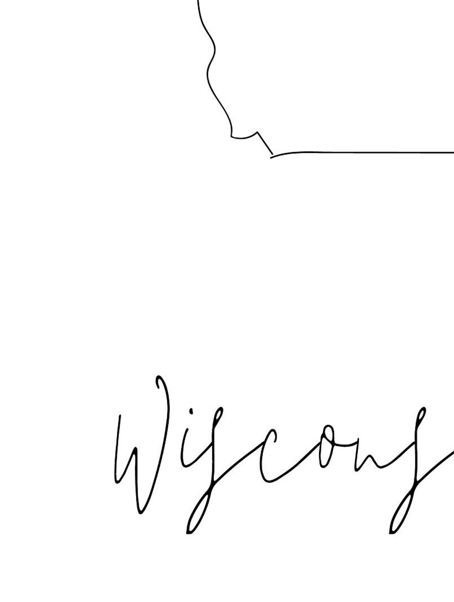 Wisconsin State Map Line Art Digital Printable, Instant Download Print ...