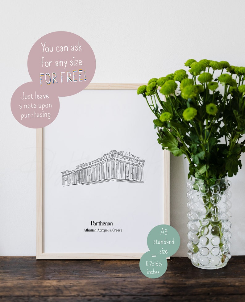 Parthenon Athenian Acropolis Greece Art Digital Printable, Instant ...