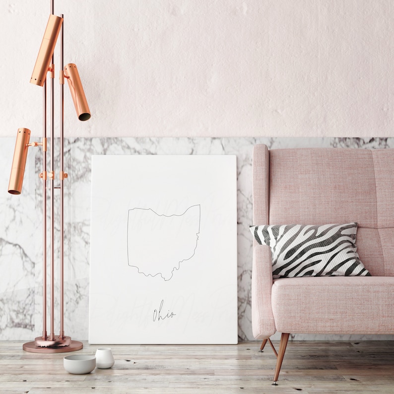 Ohio State Map Line Art Digital Printable, Instant Download Print, Ohio ...