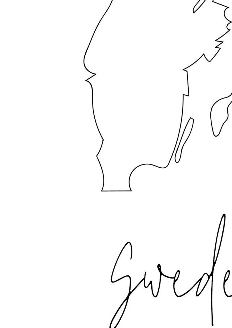 Sweden Map Line Art Digital Printable, Instant Download Print, Sweden ...