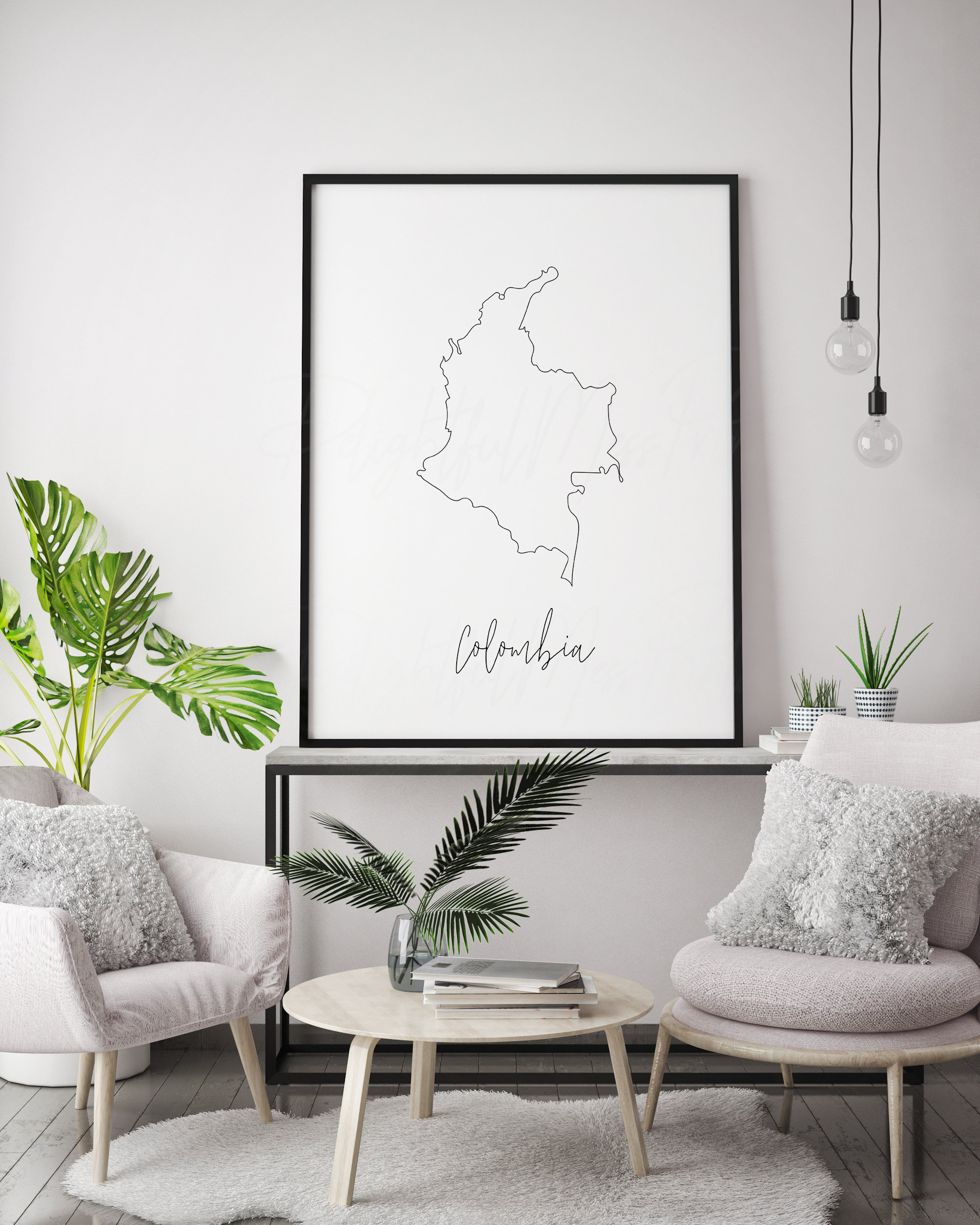 Colombia Map Line Art Digital Printable, Instant Download Print ...