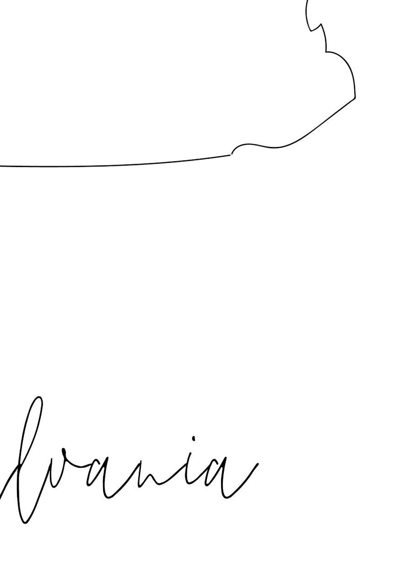 Pennsylvania State Map Line Art Digital Printable Instant - Etsy