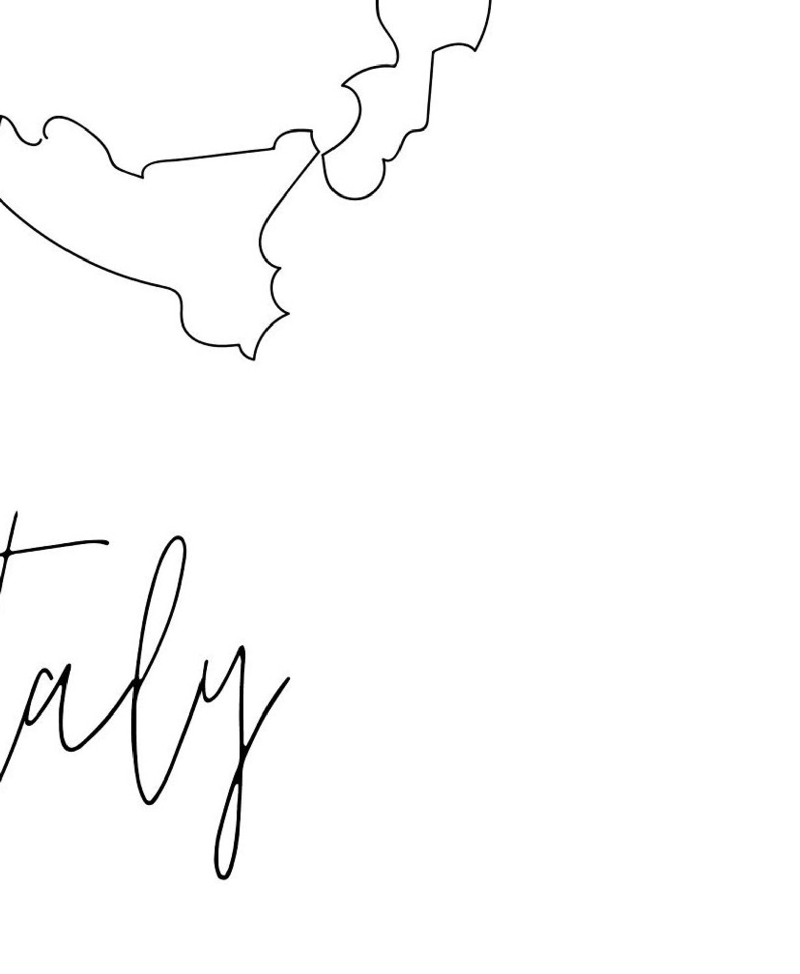 Italy Map Line Art Digital Printable, Instant Download Print, Italy ...