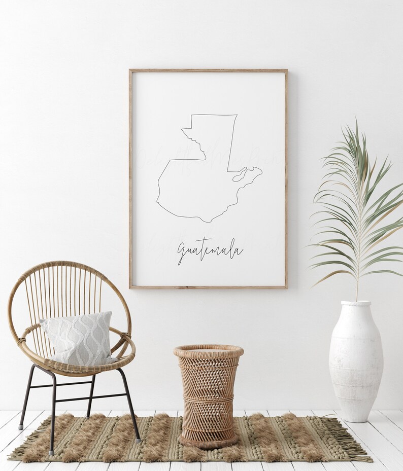 Guatemala Map Line Art Digital Printable, Instant Download Print ...