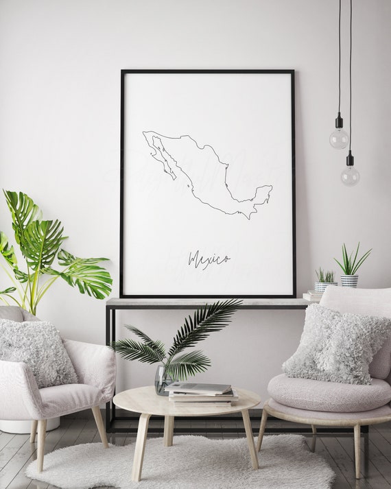 Mexico Map Line Art Digital Printable Instant Download Print | Etsy