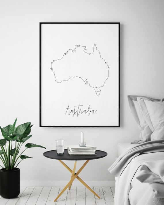 Australia Map Line Art Digital Printable Instant Download | Etsy