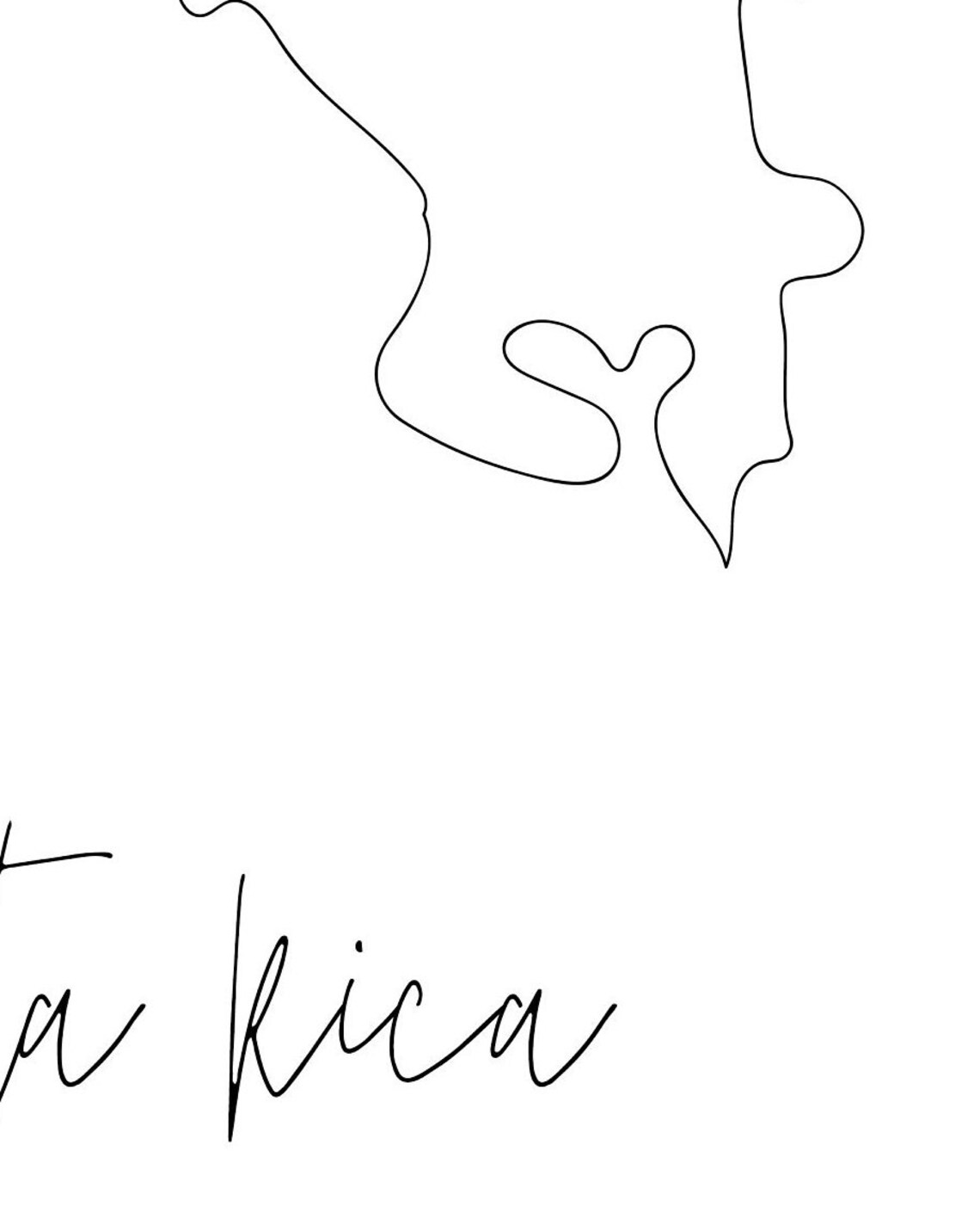 Costa Rica Map Line Art Digital Printable, Instant Download Print ...