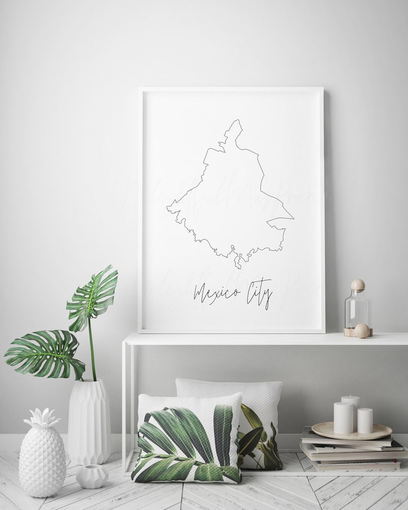 Mexico City, Mexico Map Line Art Digital Printable, Instant Download ...