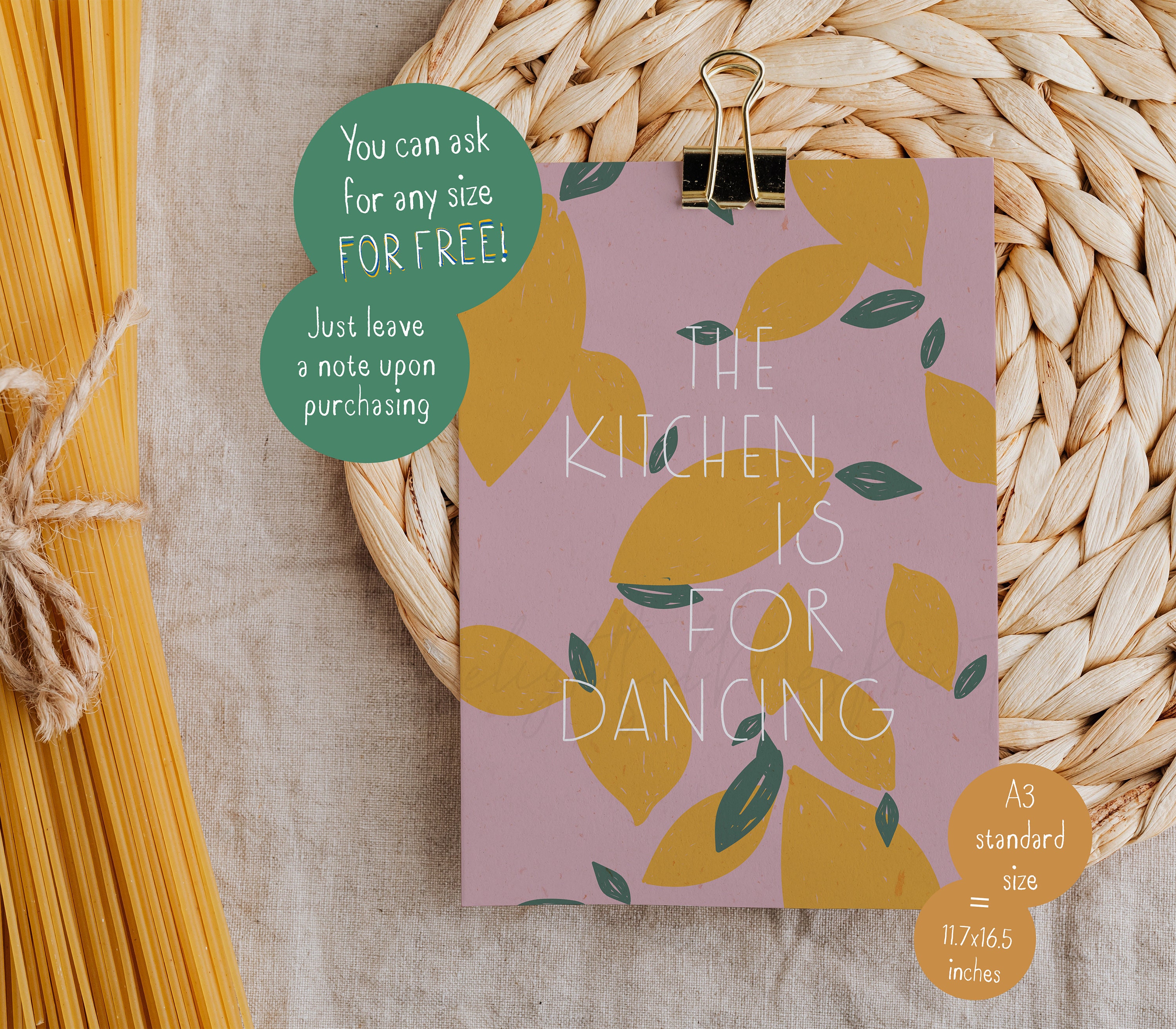 The Kitchen is for Dancing Digital Printable, Kitchen Art Print, Fun ...