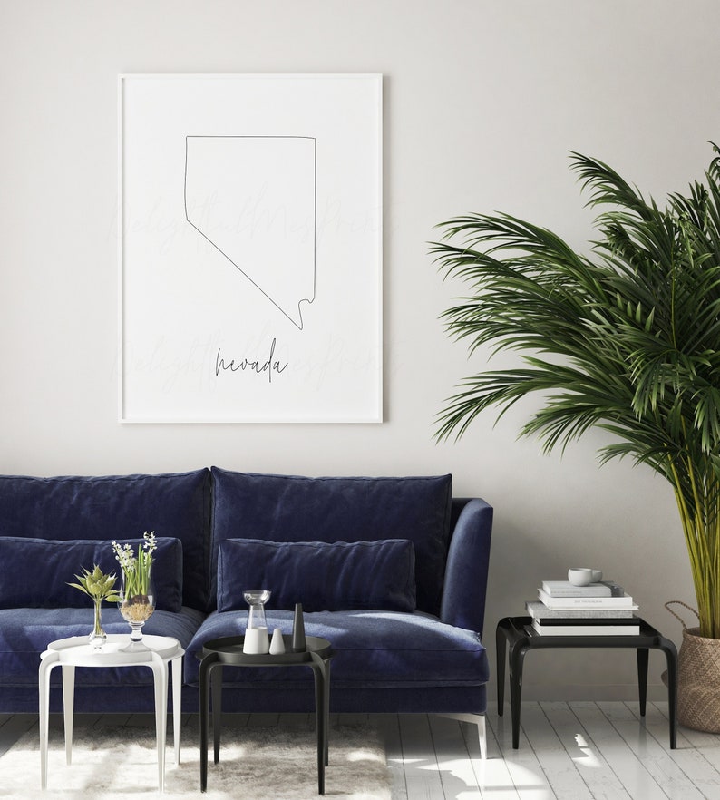 Nevada State Map Line Art Digital Printable, Instant Download Print ...
