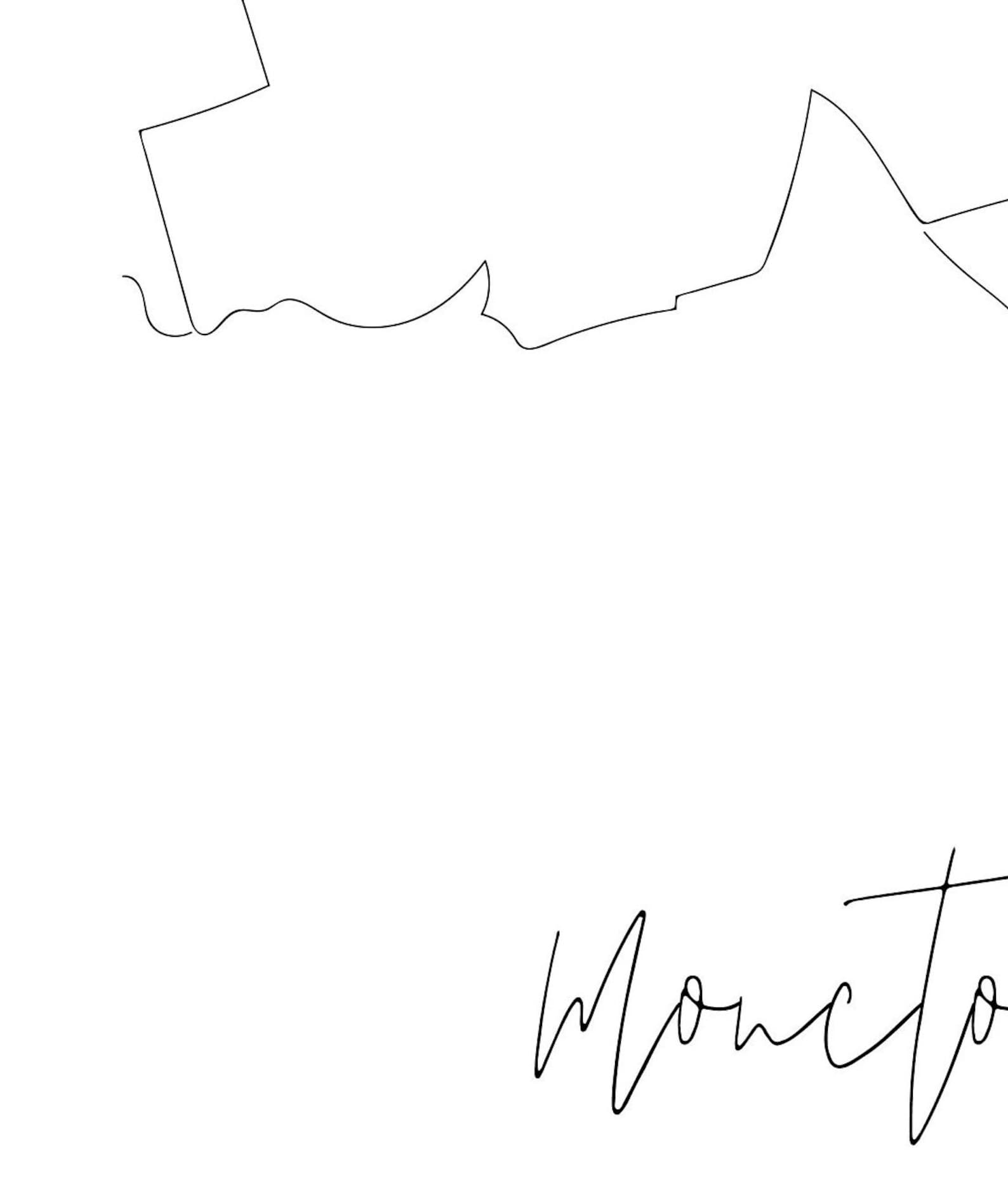 Moncton, New Brunswick Map Line Art Digital Printable, Instant Download ...
