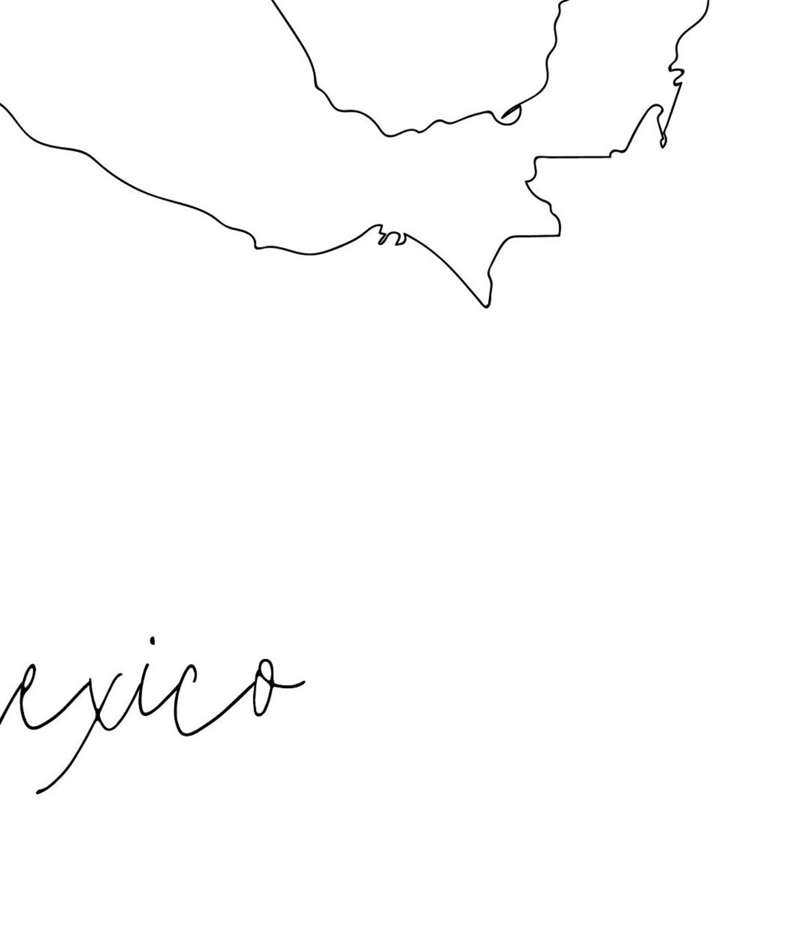 Mexico Map Line Art Digital Printable Instant Download Print - Etsy