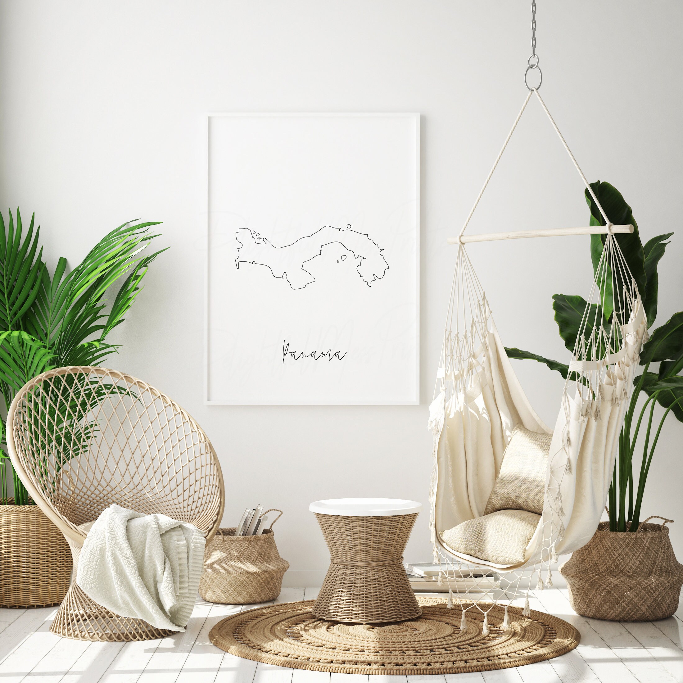 Panama Map Line Art Digital Printable, Instant Download Print, Panama ...