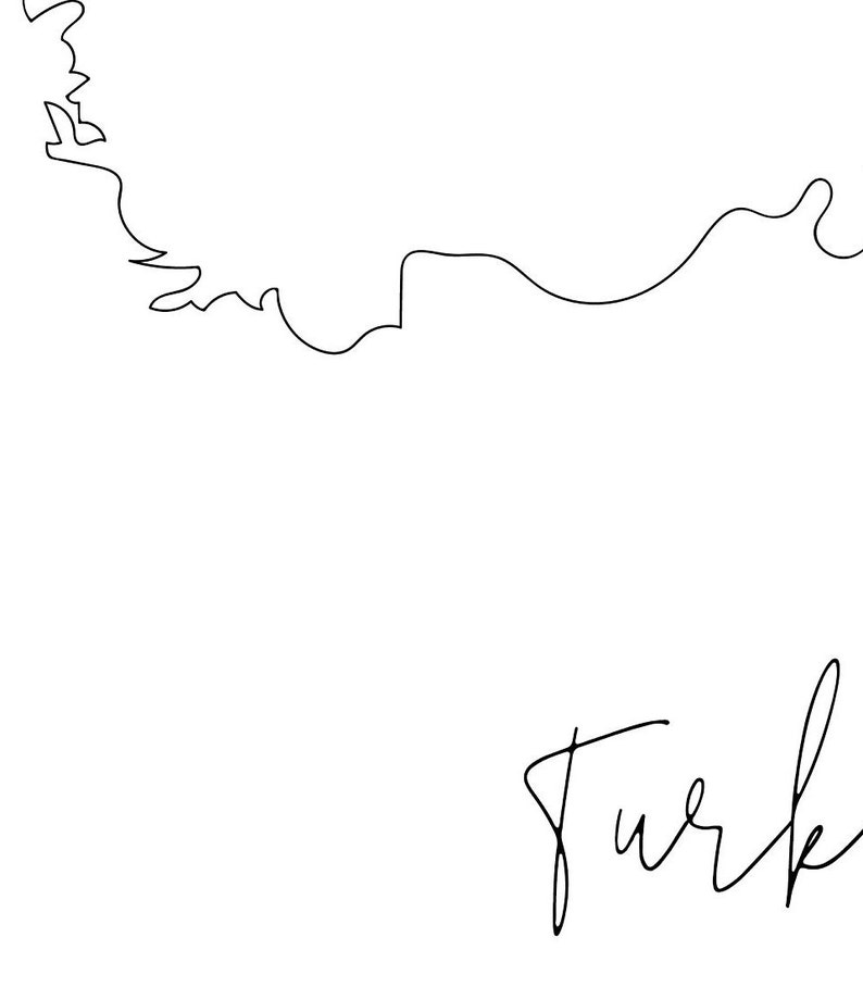 Turkey Map Line Art Digital Printable, Instant Download Print, Turkey ...