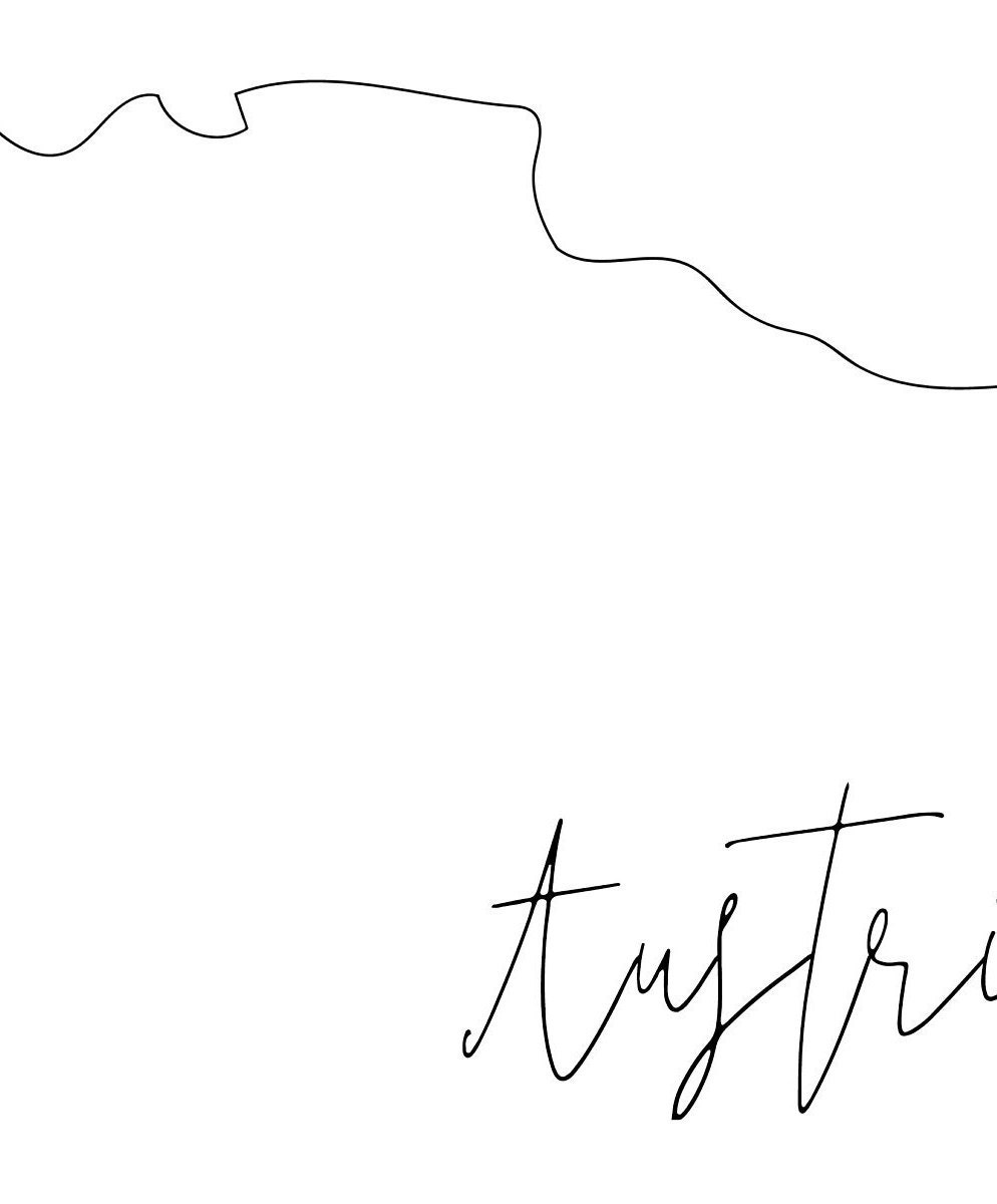 Austria Map Line Art Digital Printable, Instant Download Print, Austria ...