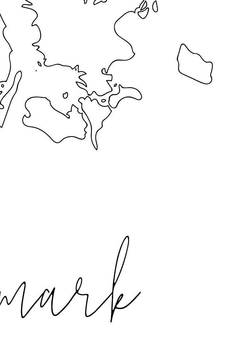 Denmark Map Line Art Digital Printable, Instant Download Print, Denmark ...