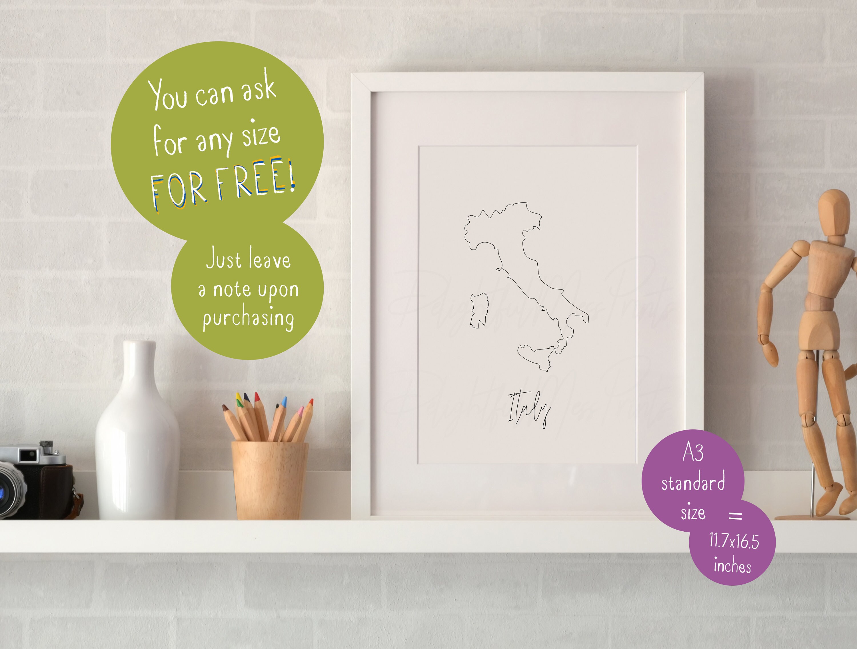 Italy Map Line Art Digital Printable, Instant Download Print, Italy ...