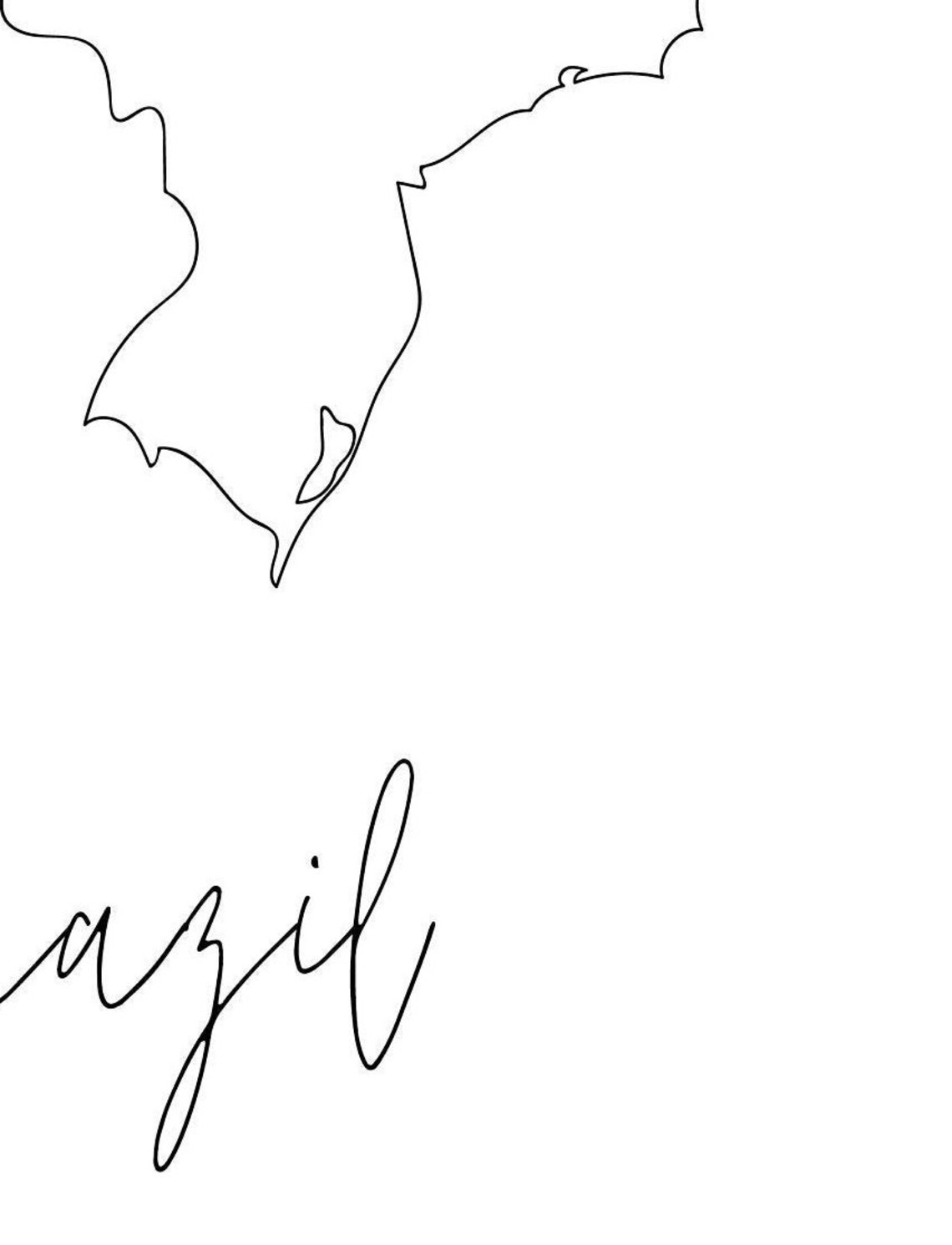 Brazil Map Line Art Digital Printable Instant Download Print - Etsy