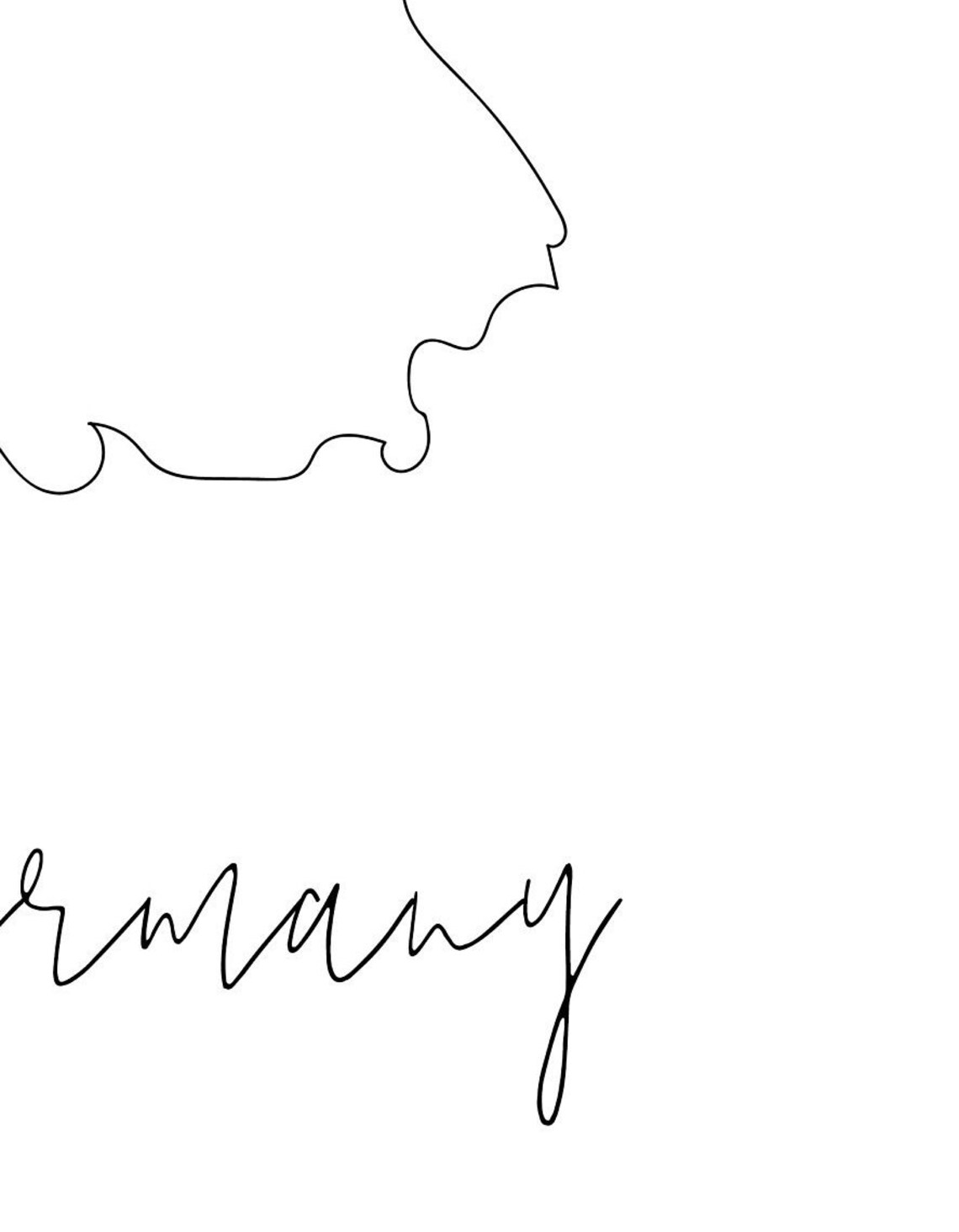 Germany Map Line Art Digital Printable, Instant Download Print, Germany ...