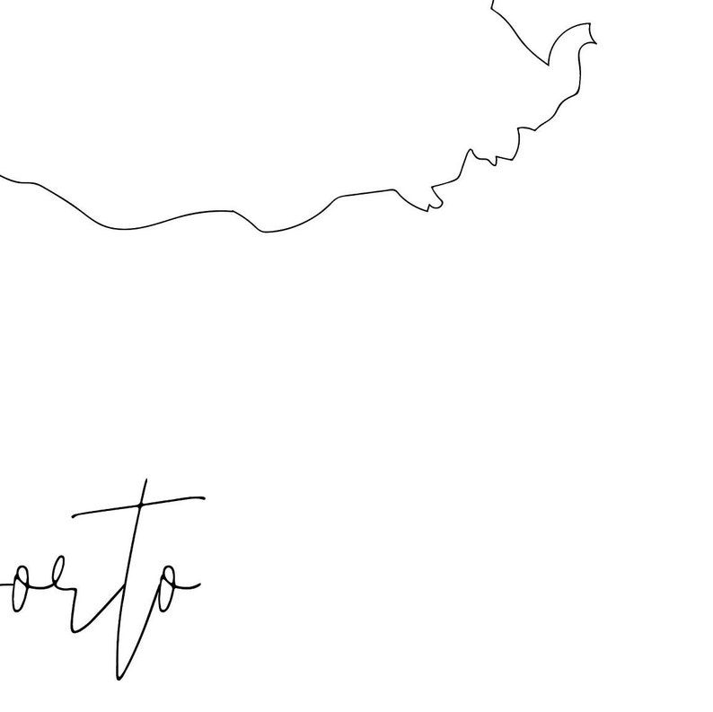 Porto, Portugal Map Line Art Digital Printable, Instant Download Print ...