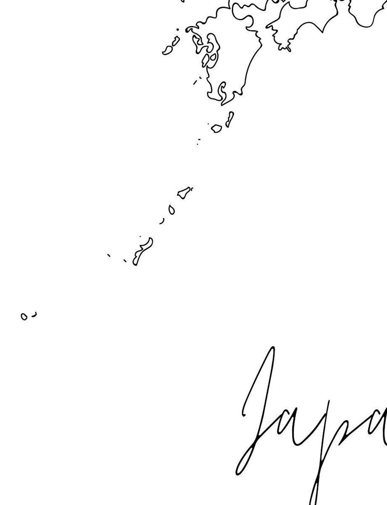 Japan Map Line Art Digital Printable, Instant Download Print, Japan ...