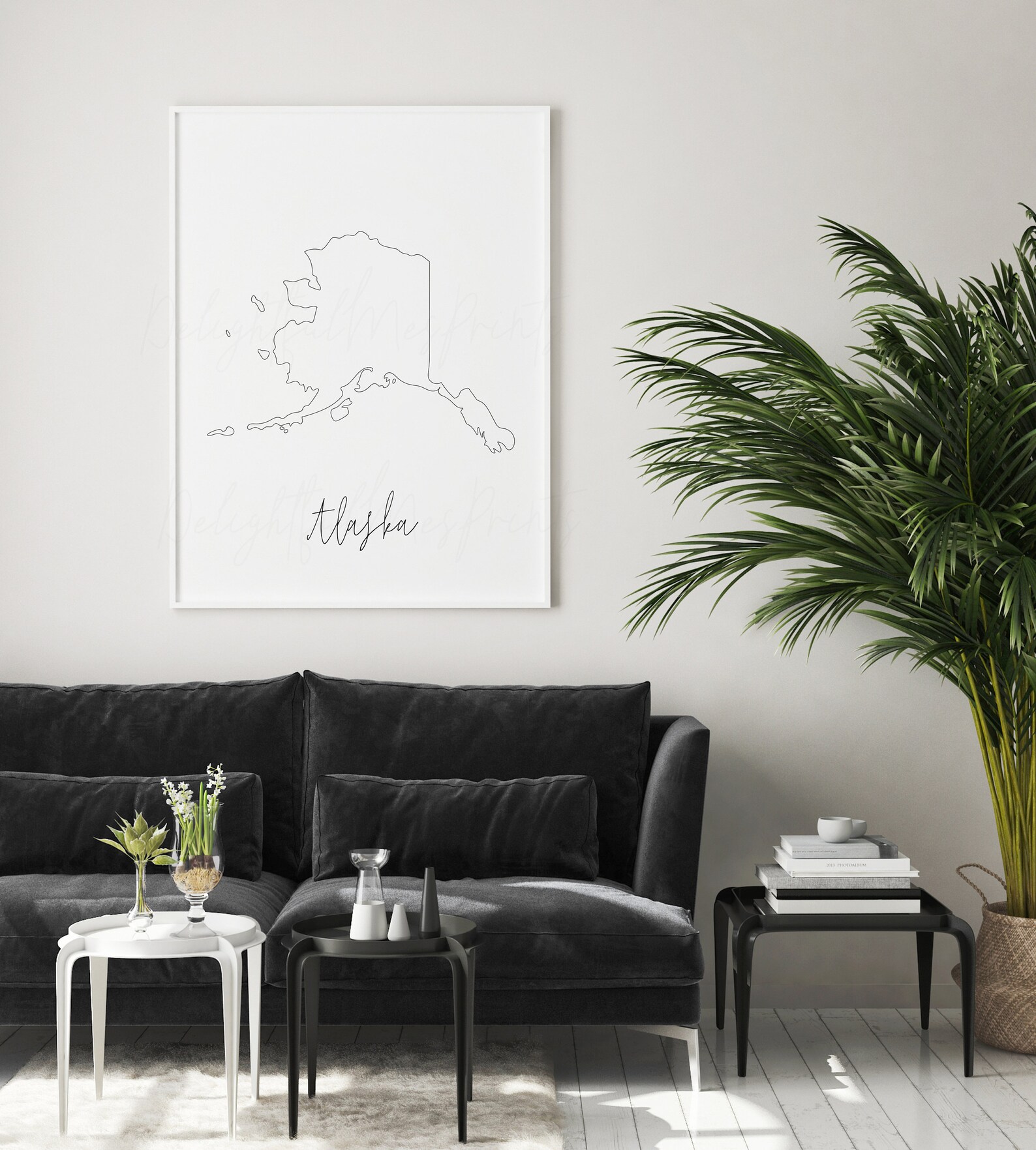 Alaska State Map Line Art Digital Printable, Instant Download Print ...