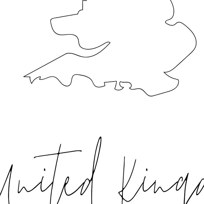 United Kingdom Map Line Art Digital Printable, Instant Download Print ...