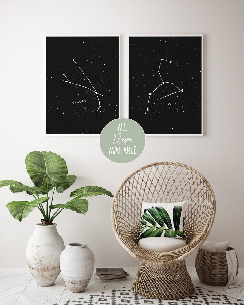 Set of 2 Zodiac Signs Digital Printables Bundle Minimal - Etsy